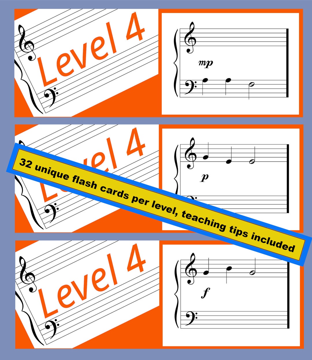 Sight Reading | Level 4 | Steps&skips | Graded | Printable Flash Cards ...
