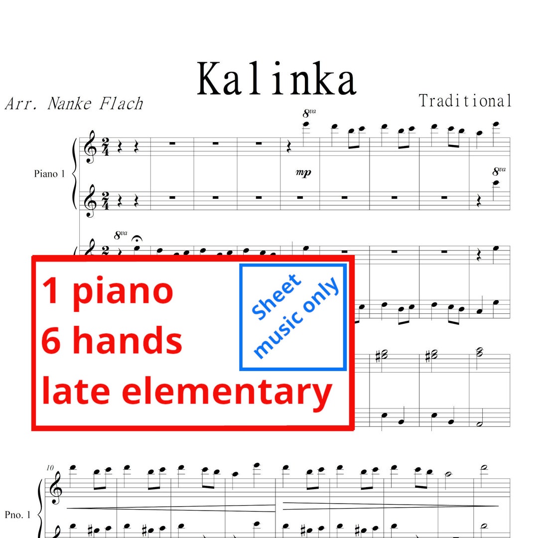 Kalinka | Sheet Music Only | Tetris Tune | 1 Piano 6 Hands | Late ...