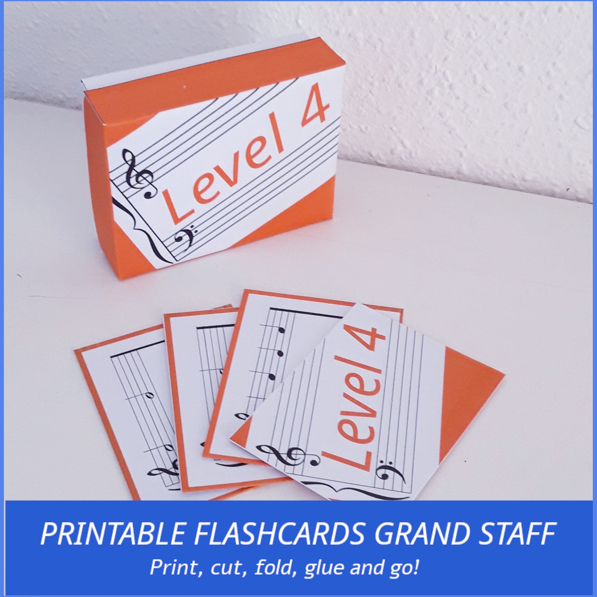 Sight Reading | Level 4 | Steps&skips | Graded | Printable Flash Cards ...