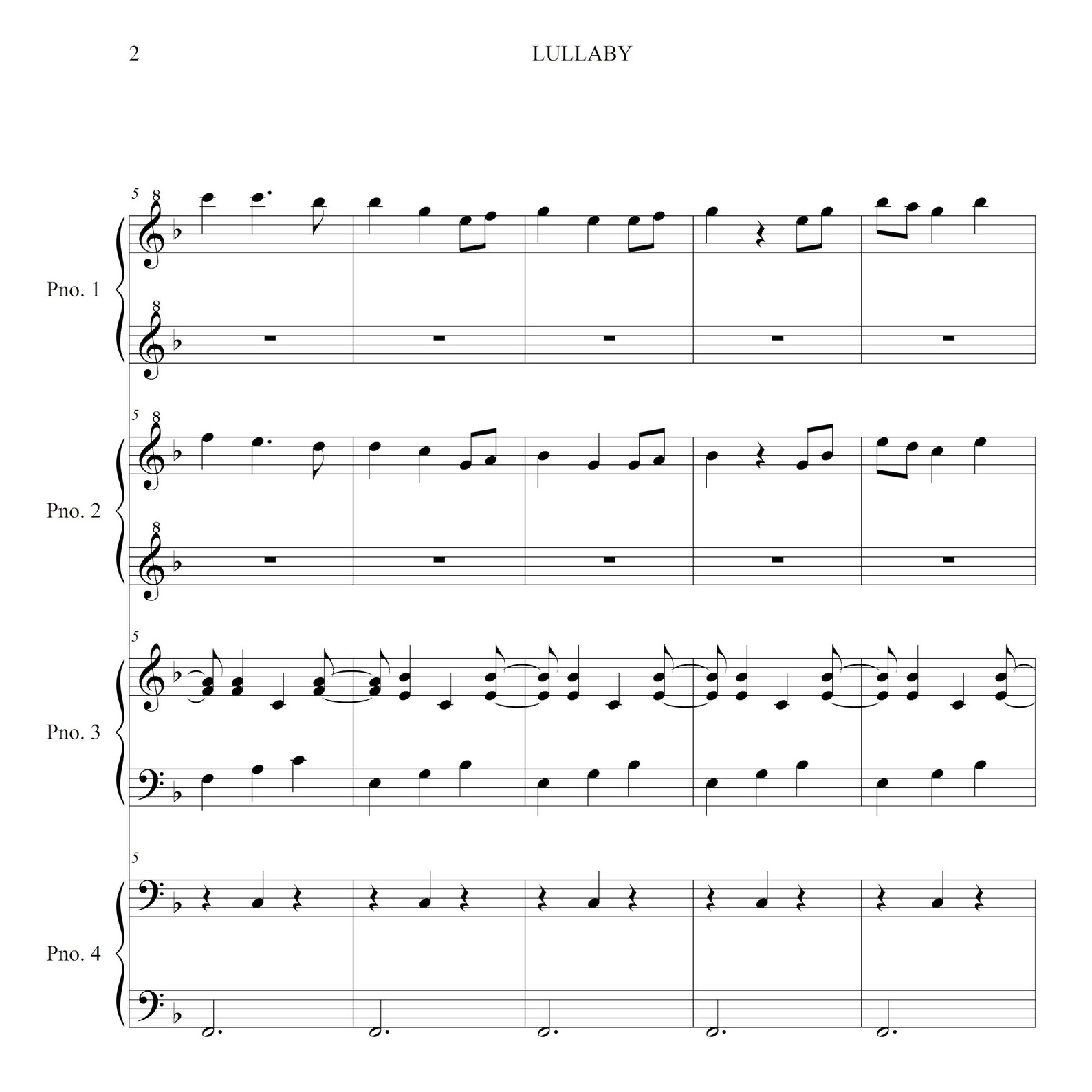 Brahms Lullaby | Sheet Music Only | 1 Piano 8 Hands | Printable Sheet ...