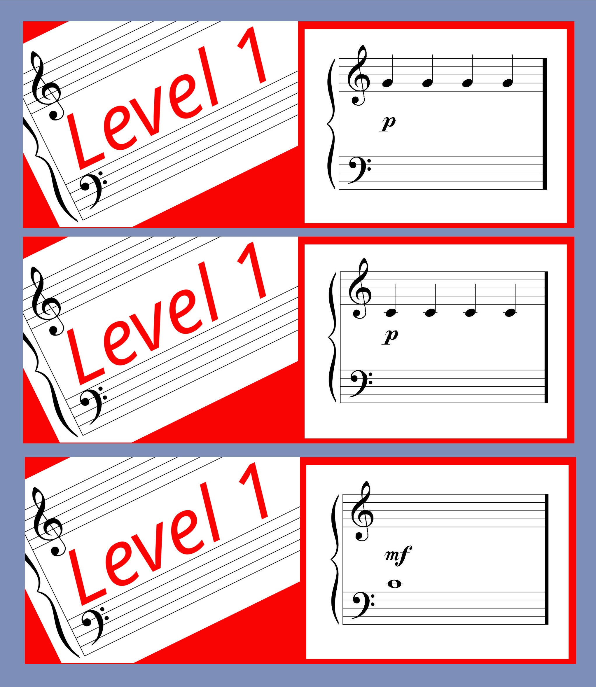 Sight Reading | Level 1 | Landmark Notes G,F,C | Graded Flash Cards ...