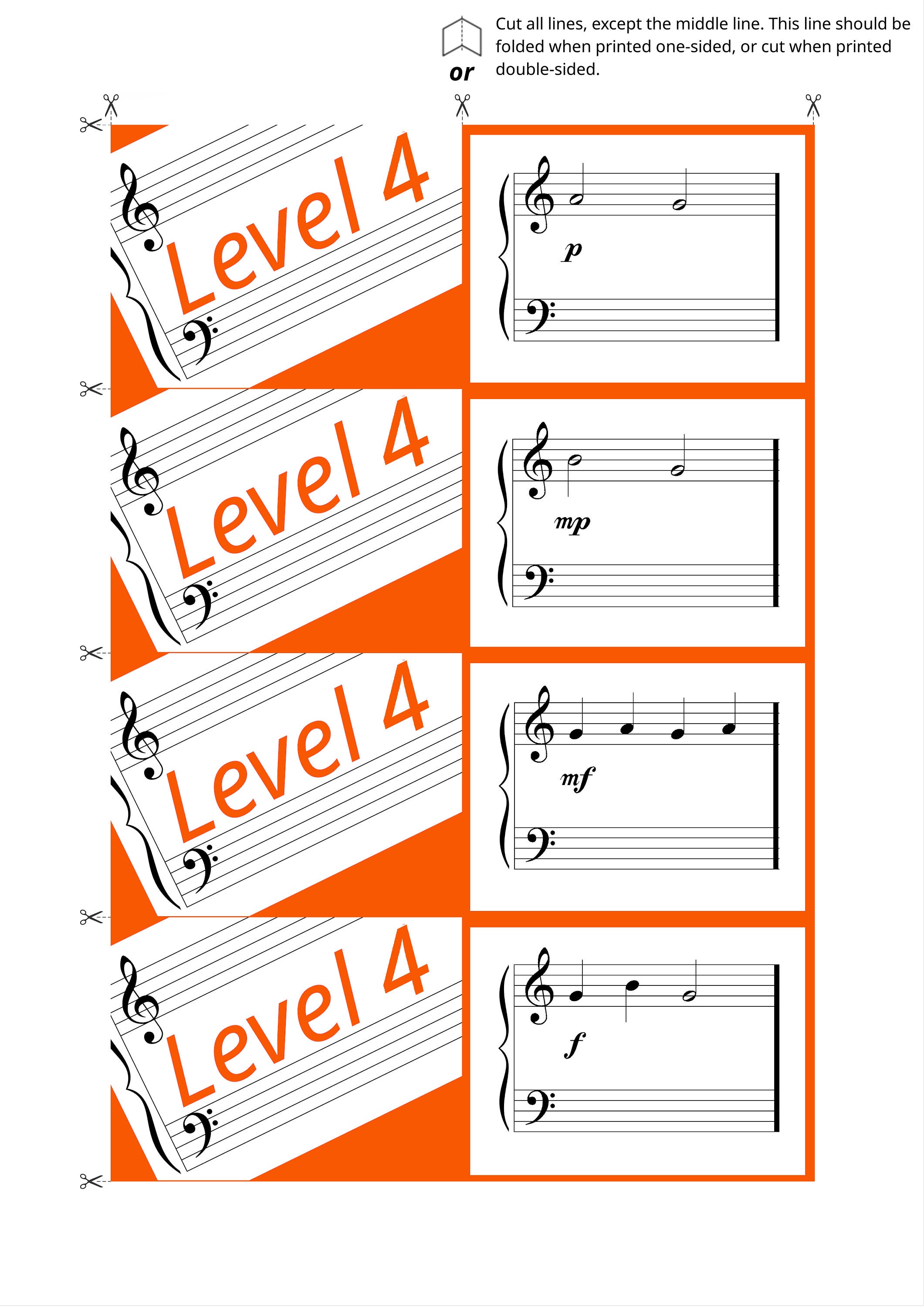 Sight Reading | Level 4 | Steps&skips | Graded | Printable Flash Cards ...
