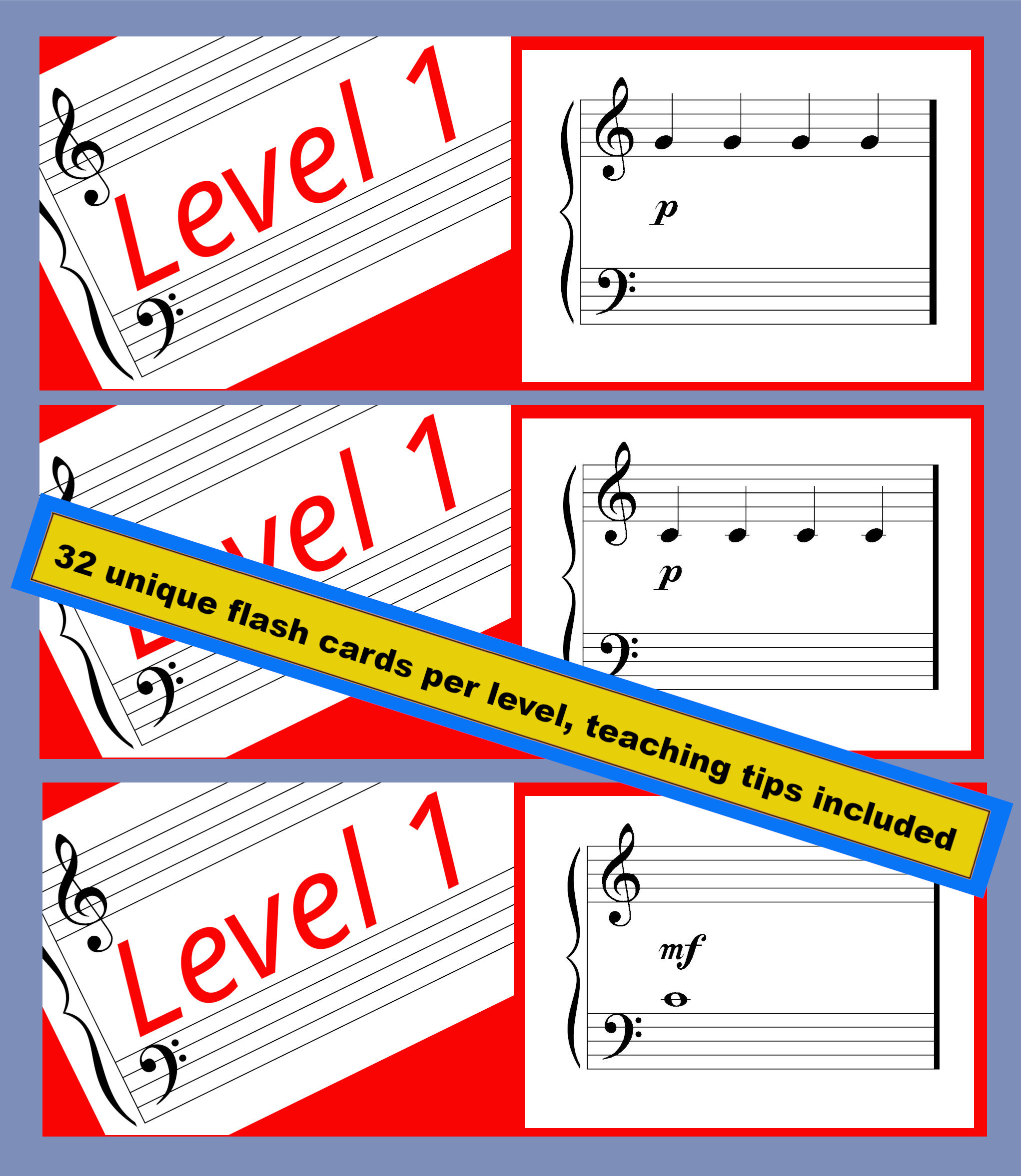 Sight Reading | Level 1 | Landmark Notes G,F,C | Graded Flash Cards ...