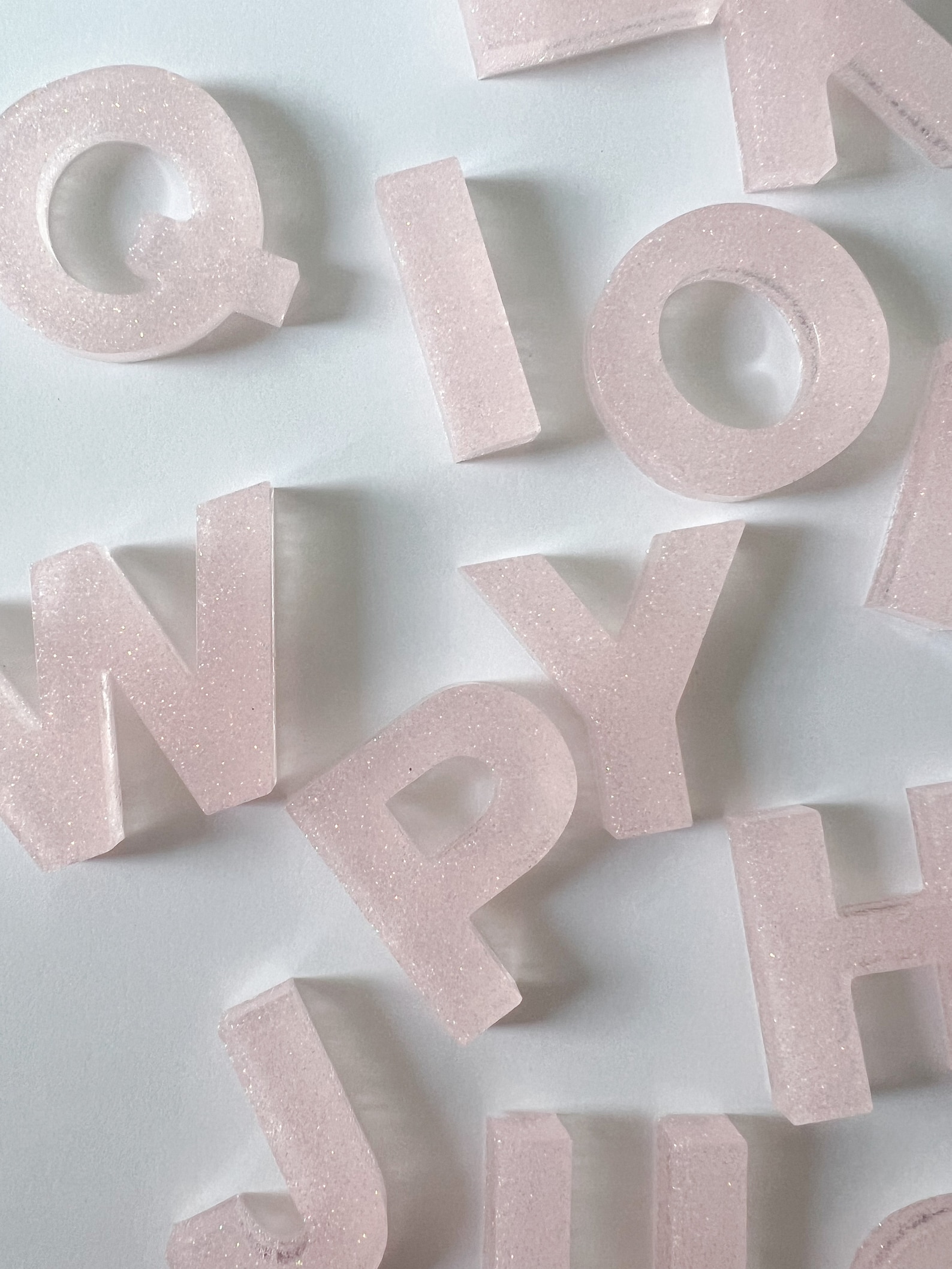 PALE PINK Glitter-resin Alphabet Letters Sensory Learning Tools ...