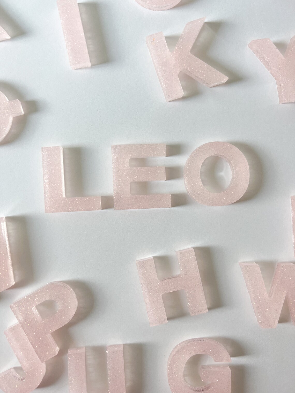 PALE PINK Glitter-resin Alphabet Letters Sensory Learning Tools ...