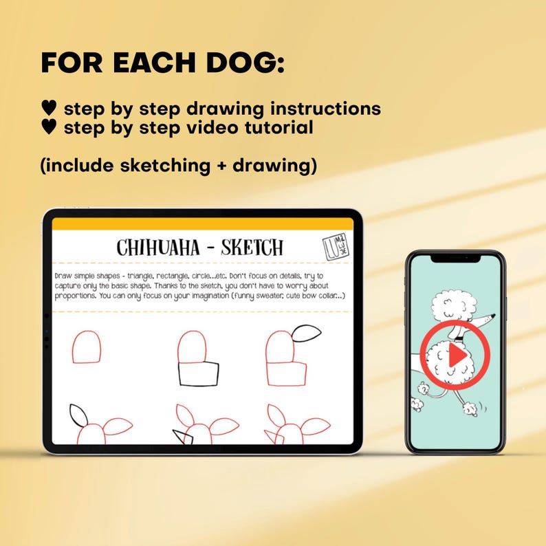 How to Draw A Cute Dogs | Digital Step-by-step Drawing Guide PDF - Etsy
