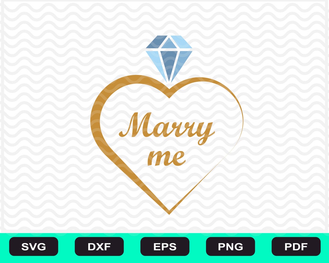 Marry Me Proposal Ring Clipart, SVG, DXF, PNG, Diamond Ring, Heart Ring ...