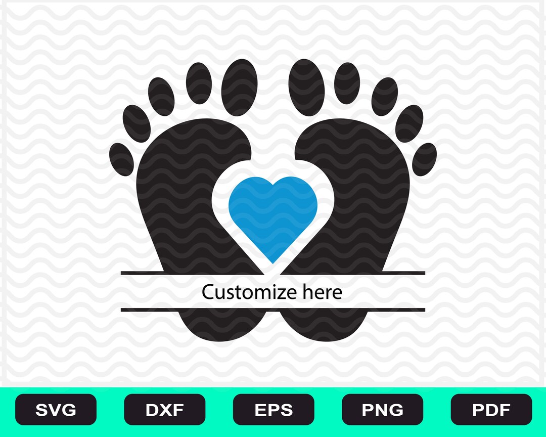 Baby Name Reveal SVG: Baby Feet Monogram - Cricut, Silhouette (digital ...