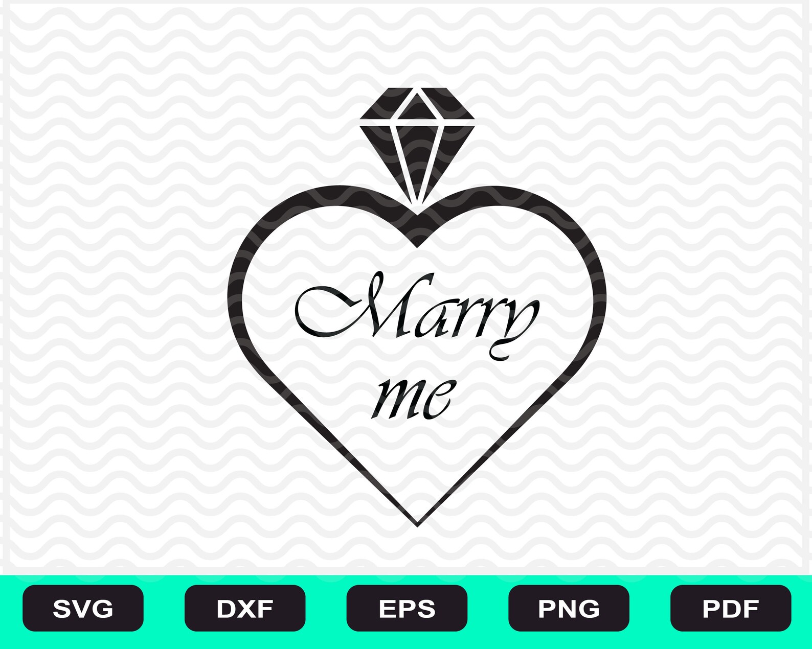 Heart Shaped Proposal Ring SVG, DXF, PNG, Diamond Ring, Heart Ring ...
