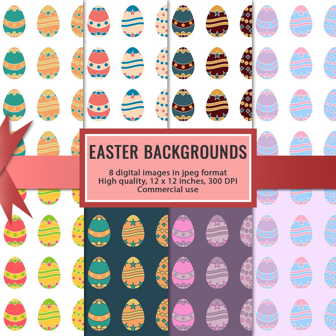 8 Easter Seamless Digital Papers, Decorative Easter Eggs High ...