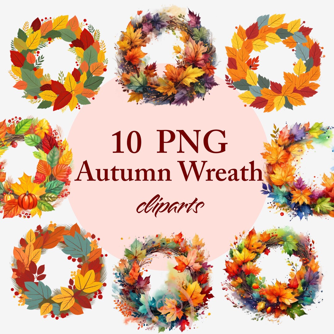 Fall Wreath Clipart Bundle, Thanksgiving Wreath Designs, Autumn Wreath ...