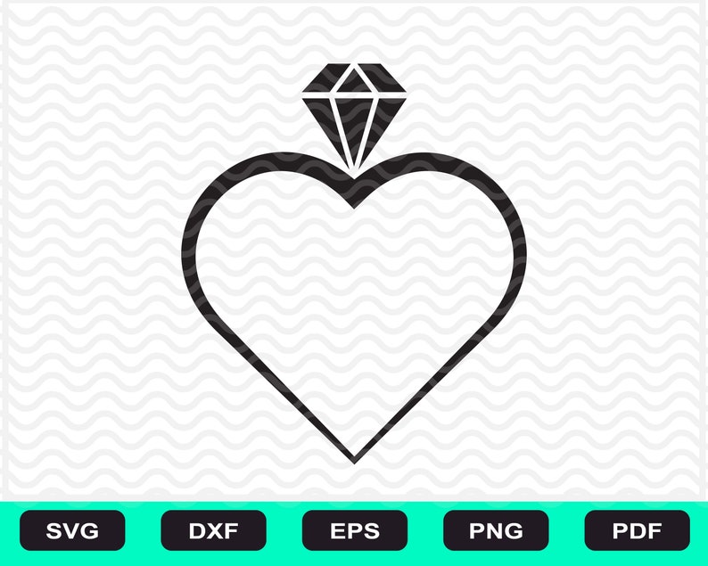 Heart Shaped Ring SVG, DXF, PNG, Diamond Ring, Heart Ring, Diamond on ...