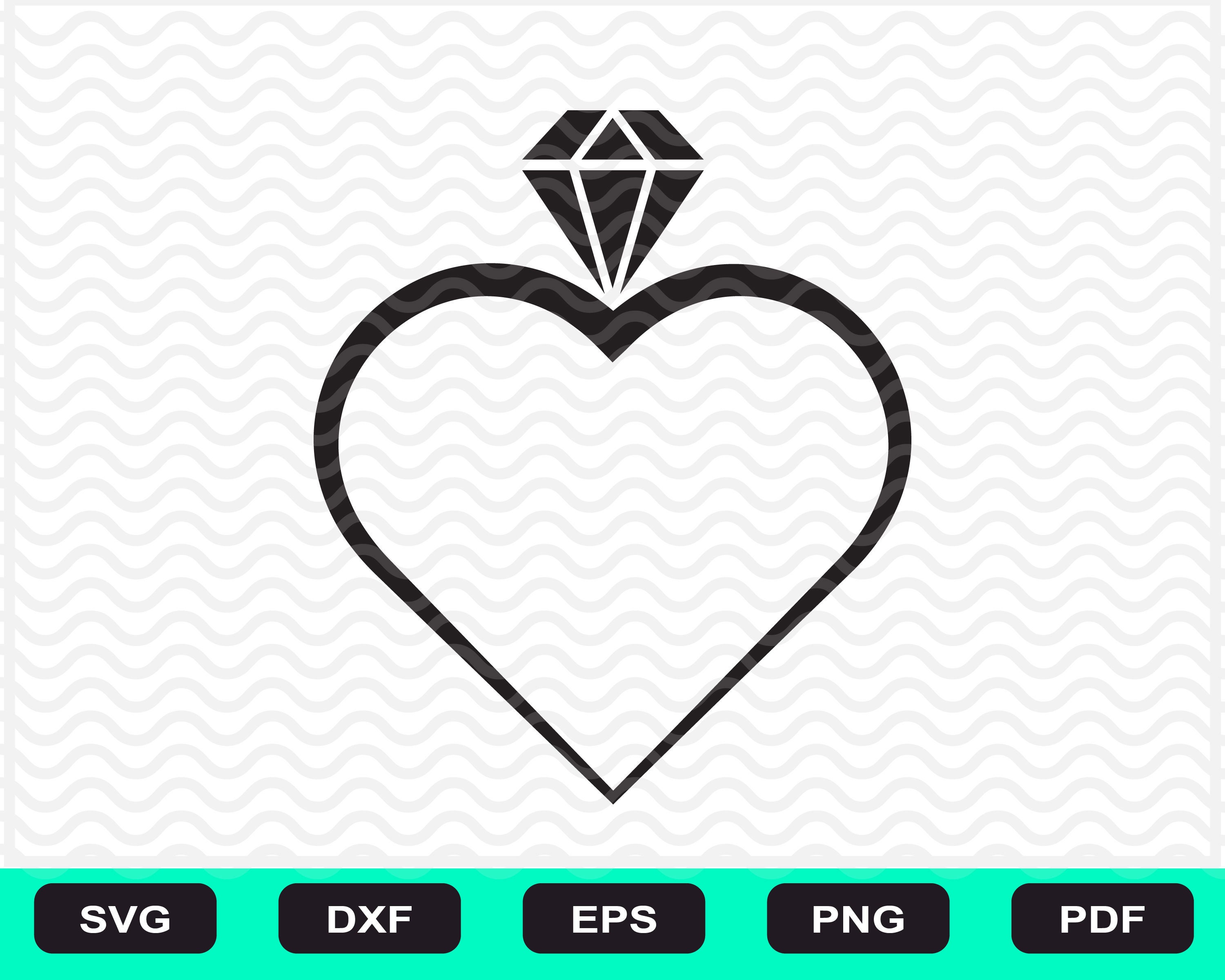 Heart Shaped Ring SVG, DXF, PNG, Diamond Ring, Heart Ring, Diamond on ...
