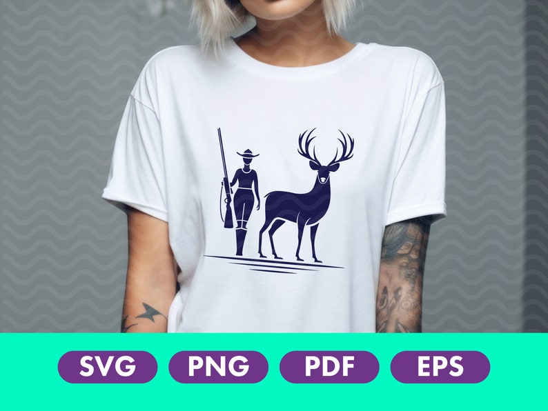 Girl Hunter Svg, Deer Hunter Svg, Png of Girl Hunting Deer, Hunter Png ...