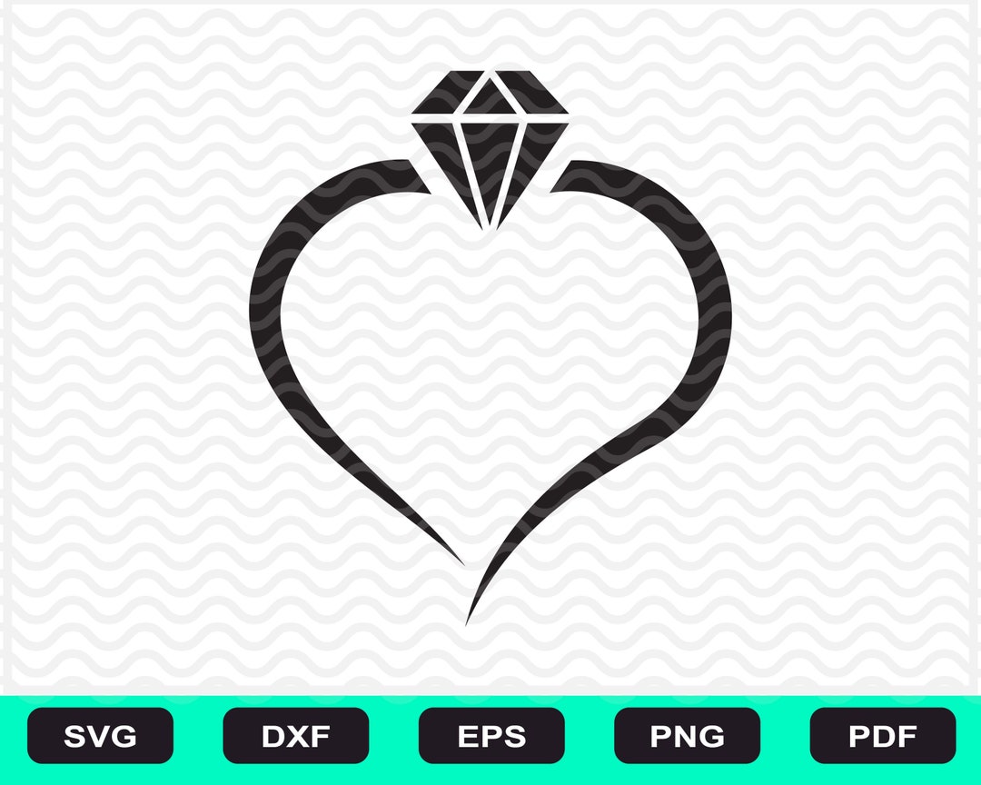 Heart Shaped Ring SVG, DXF, PNG, Diamond Ring, Heart Ring, Diamond on ...