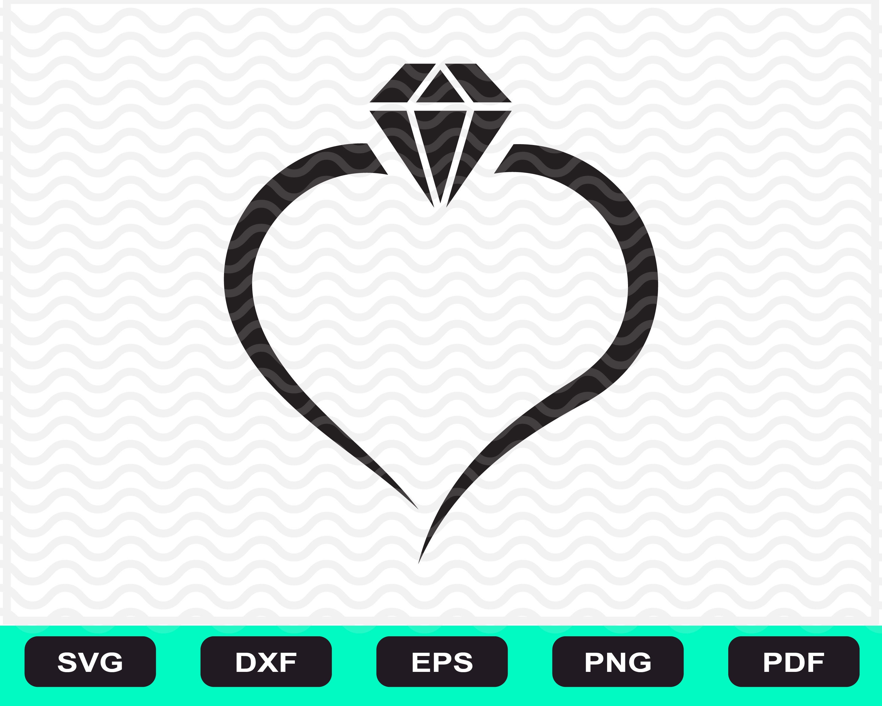Heart Shaped Ring SVG, DXF, PNG, Diamond Ring, Heart Ring, Diamond on ...
