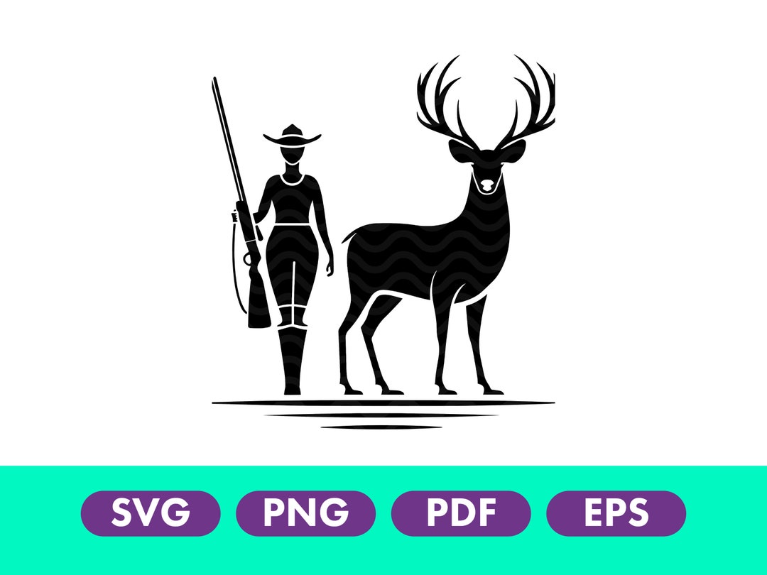 Girl Hunter Svg, Deer Hunter Svg, Png of Girl Hunting Deer, Hunter Png ...