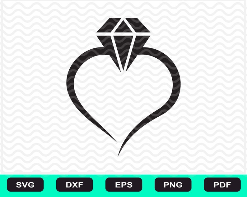 Heart Shaped Ring SVG, DXF, PNG, Diamond Ring, Heart Ring, Diamond on ...