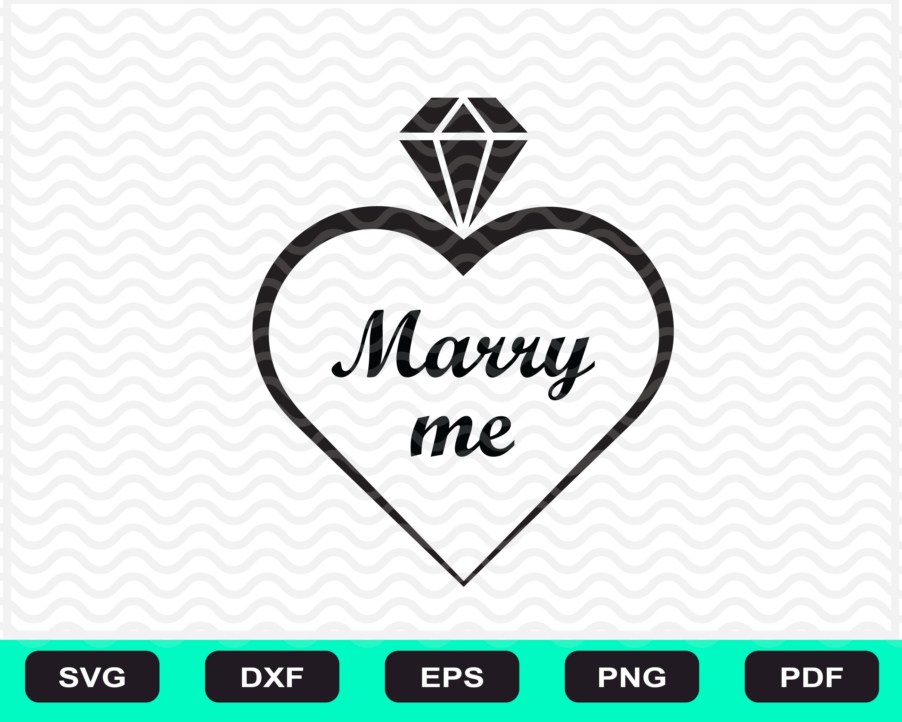 Proposal Ring, Marry Me SVG, DXF, PNG, Diamond Ring, Heart Ring ...
