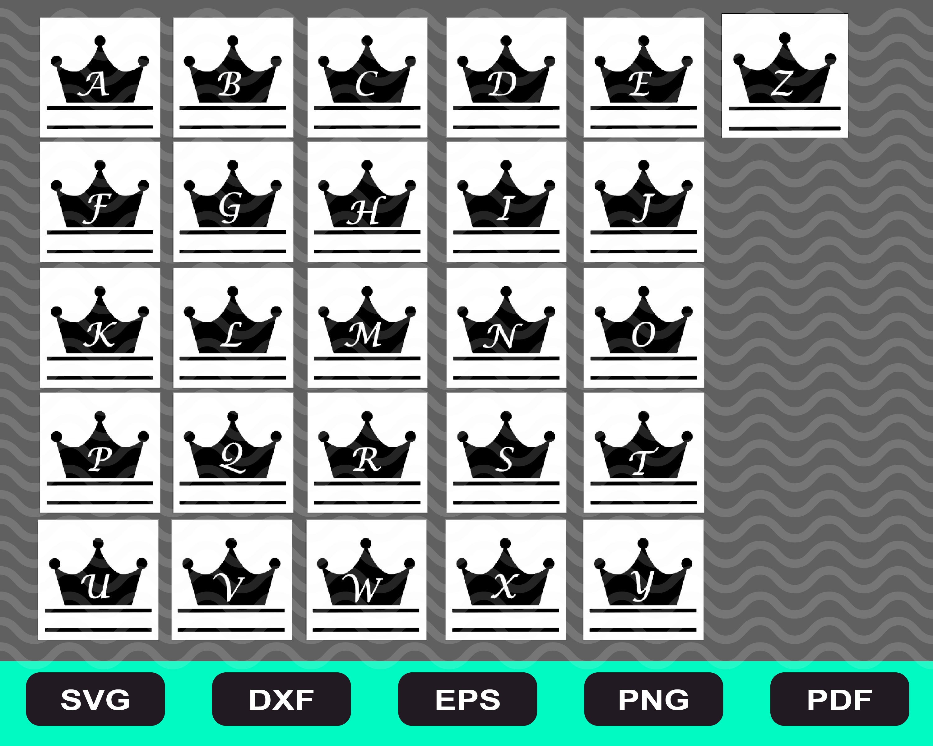 Crown Monogram Alphabet SVG, DXF, PNG, Royalty Monogram Alphabet ...