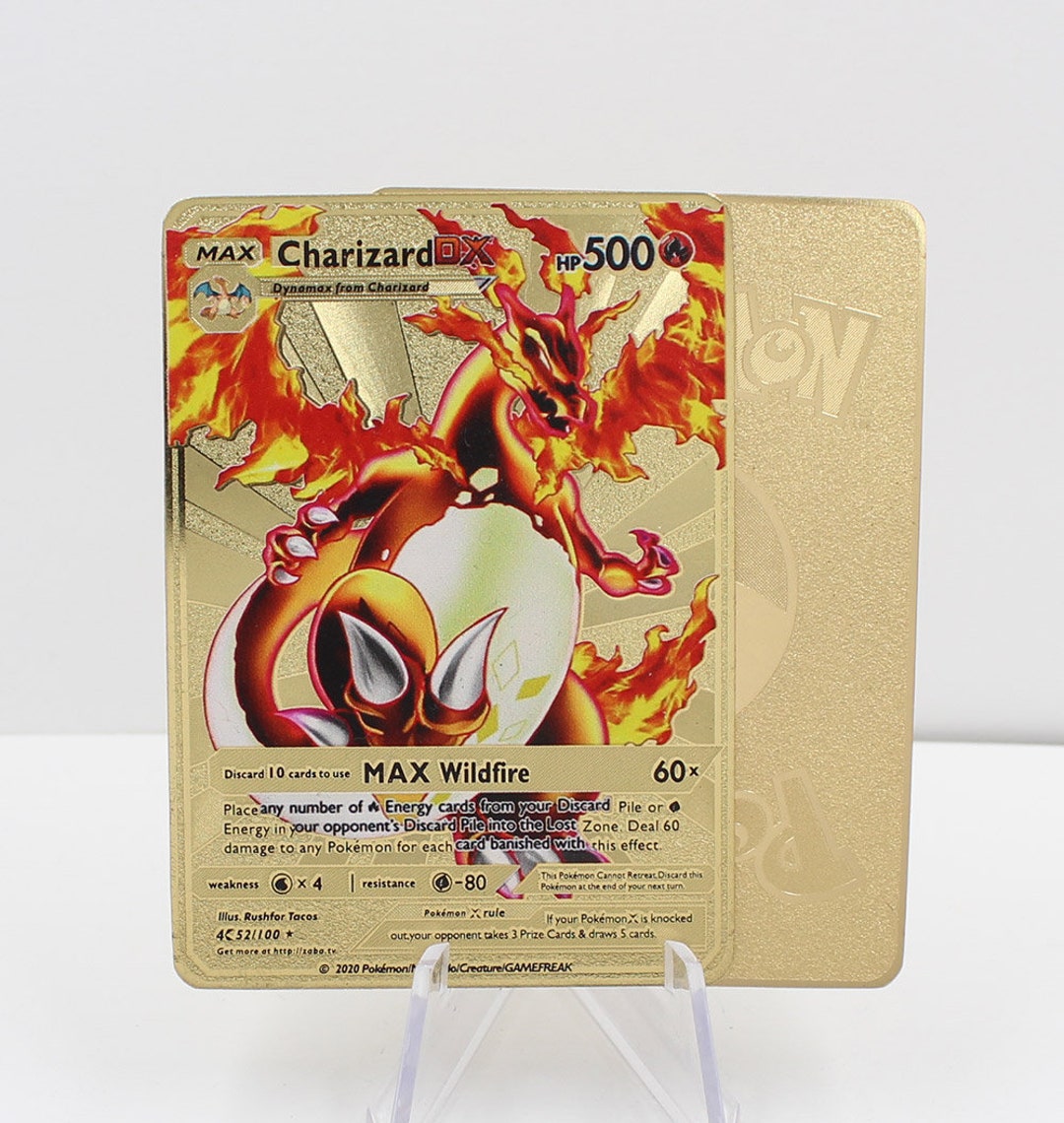 Custom UV Printed Charizard DX Shiny Gold Metal Card - Etsy