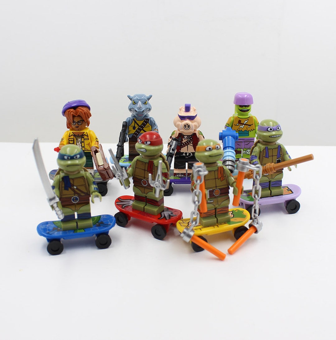 Custom UV Printed 8 Pcs Ninja Turtles Set Leonardo Raphael Michelangelo ...