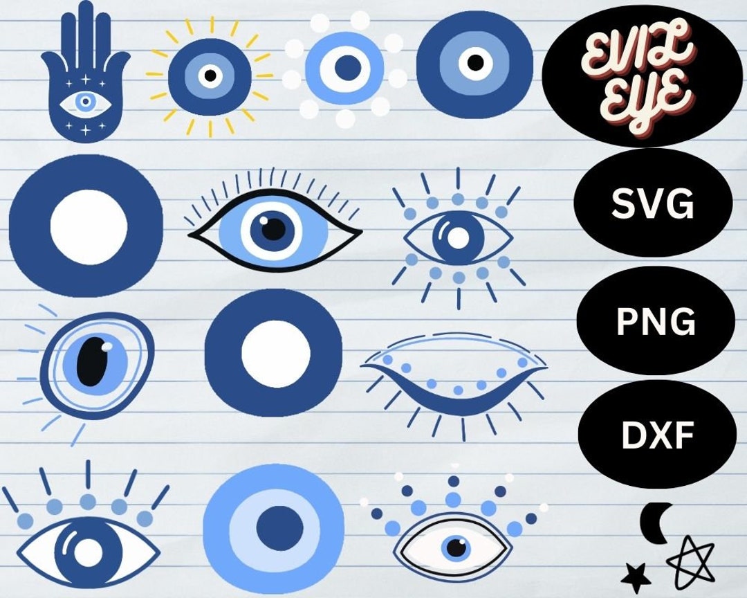 Evil Eye Svg Bundle Png Dxf, Humsa Svg Cut Files, Turkish Eye Png, Evil Eye Protection Svg, Dxf ...