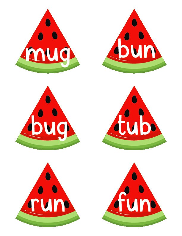 CVC Words Game Feed Wanda and Willy the Watermelon - Etsy