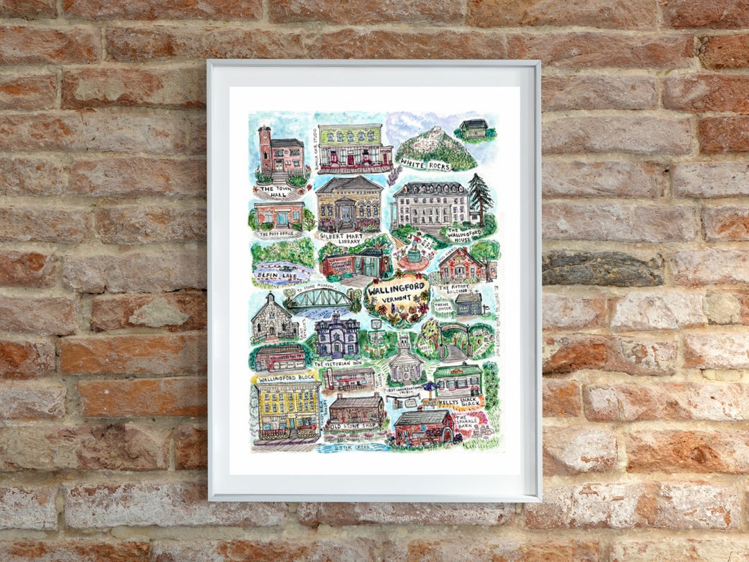 Wallingford Vermont Art Poster | Wallingford Vermont Watercolor Gift ...