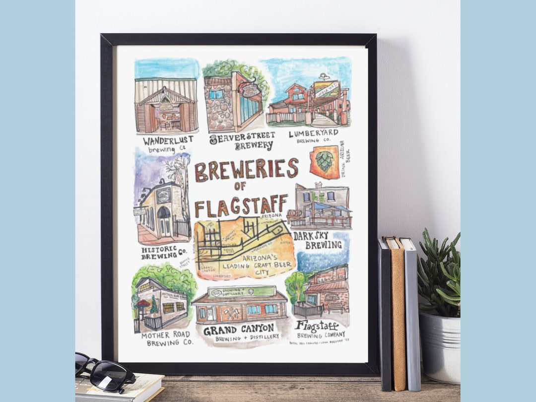 Flagstaff Arizona Breweries Watercolor Poster | Arizona Breweries Art ...