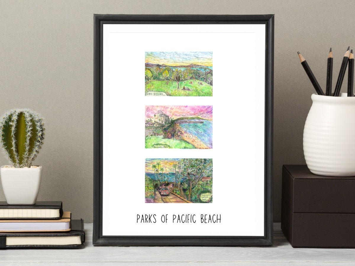 Parks of Pacific Beach Poster San Diego Parks Drawing Kate Sessions ...