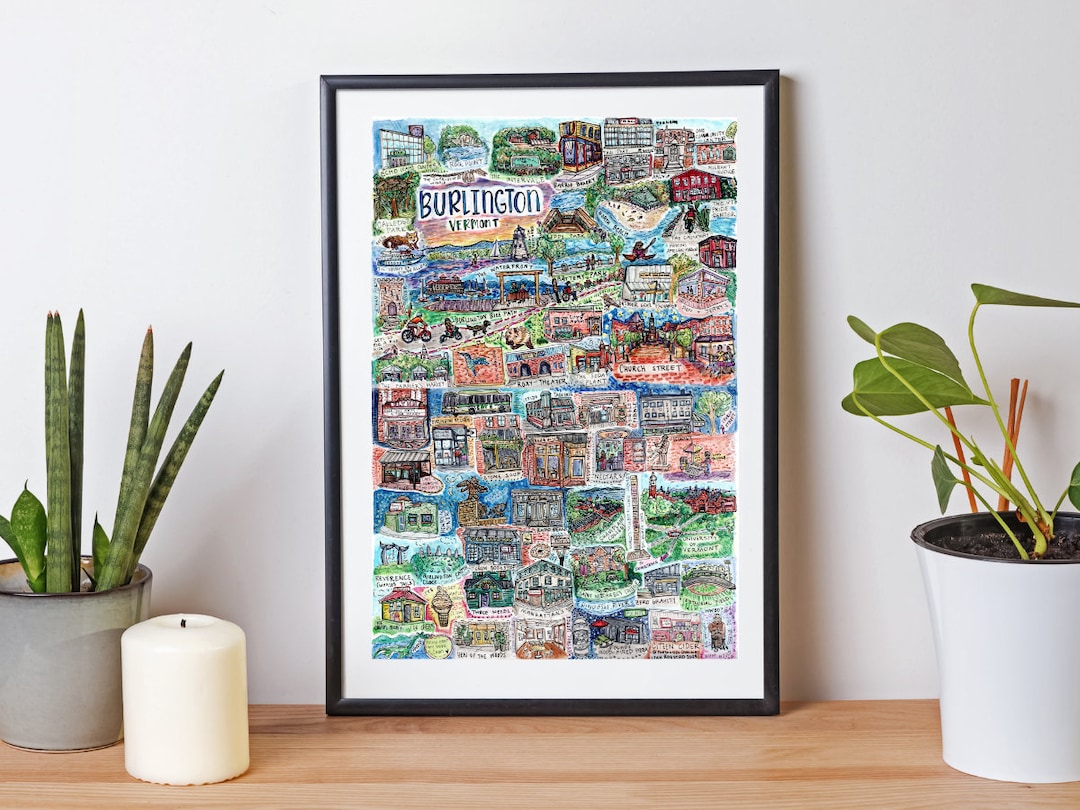 Burlington Vermont Watercolor Art Poster | Vermont Watercolor Poster ...