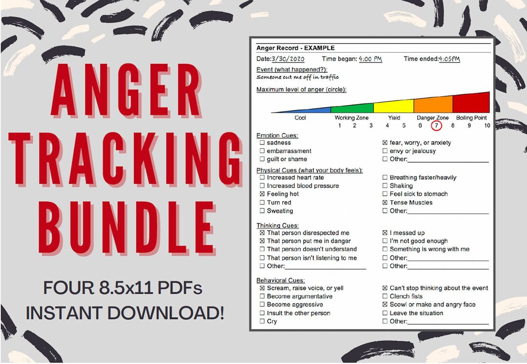 Anger Tracking Bundle for Older Adults - Etsy