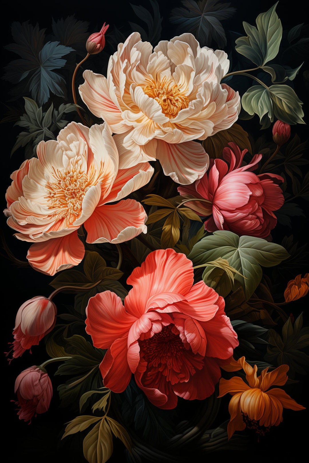 Vintage Floral Elegance Decoupage Paper, Flower Bouquet Digitally ...