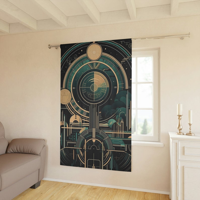 Art Deco Window Curtain Artistic Movement Drape Geometric - Etsy