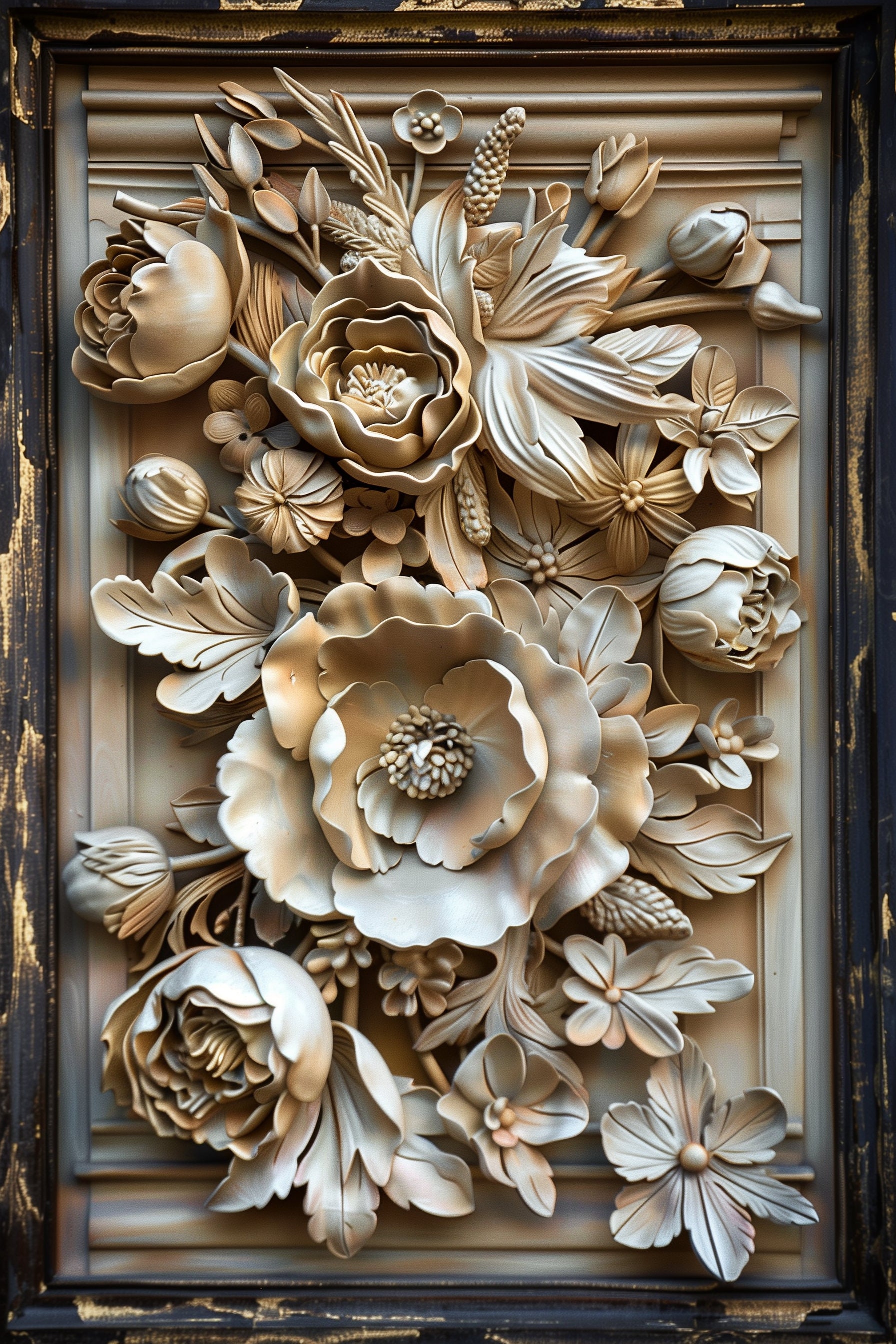 Vintage Floral Sculpting Styled Decoupage Paper, Digitally Printed ...