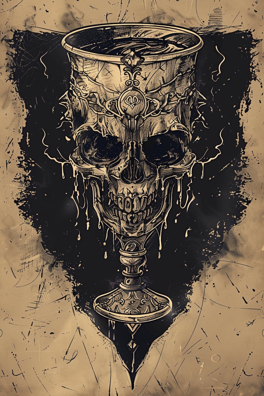 Gothic Skull Chalice Decoupage Paper, Dark and Elegant Design ...