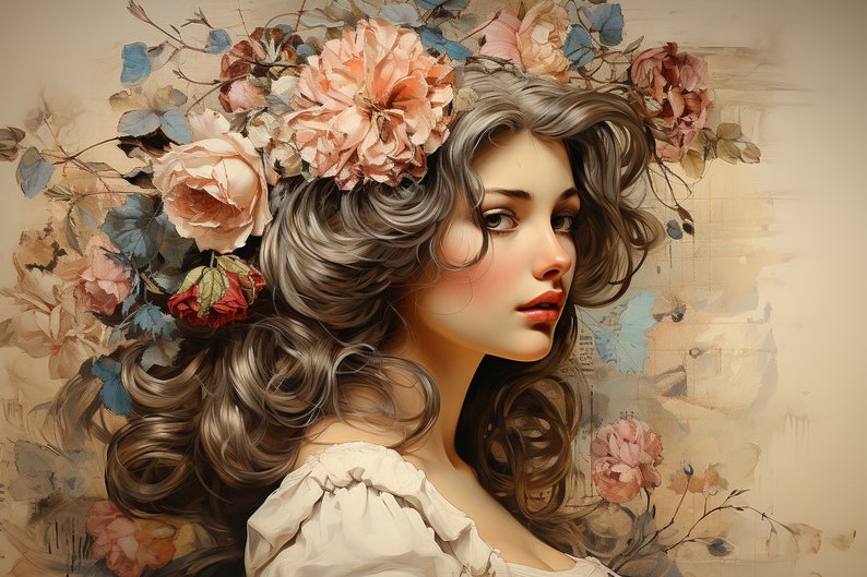 Vintage Fantasy Fairy Decoupage Paper, Wings Faerie Digitally Printed ...