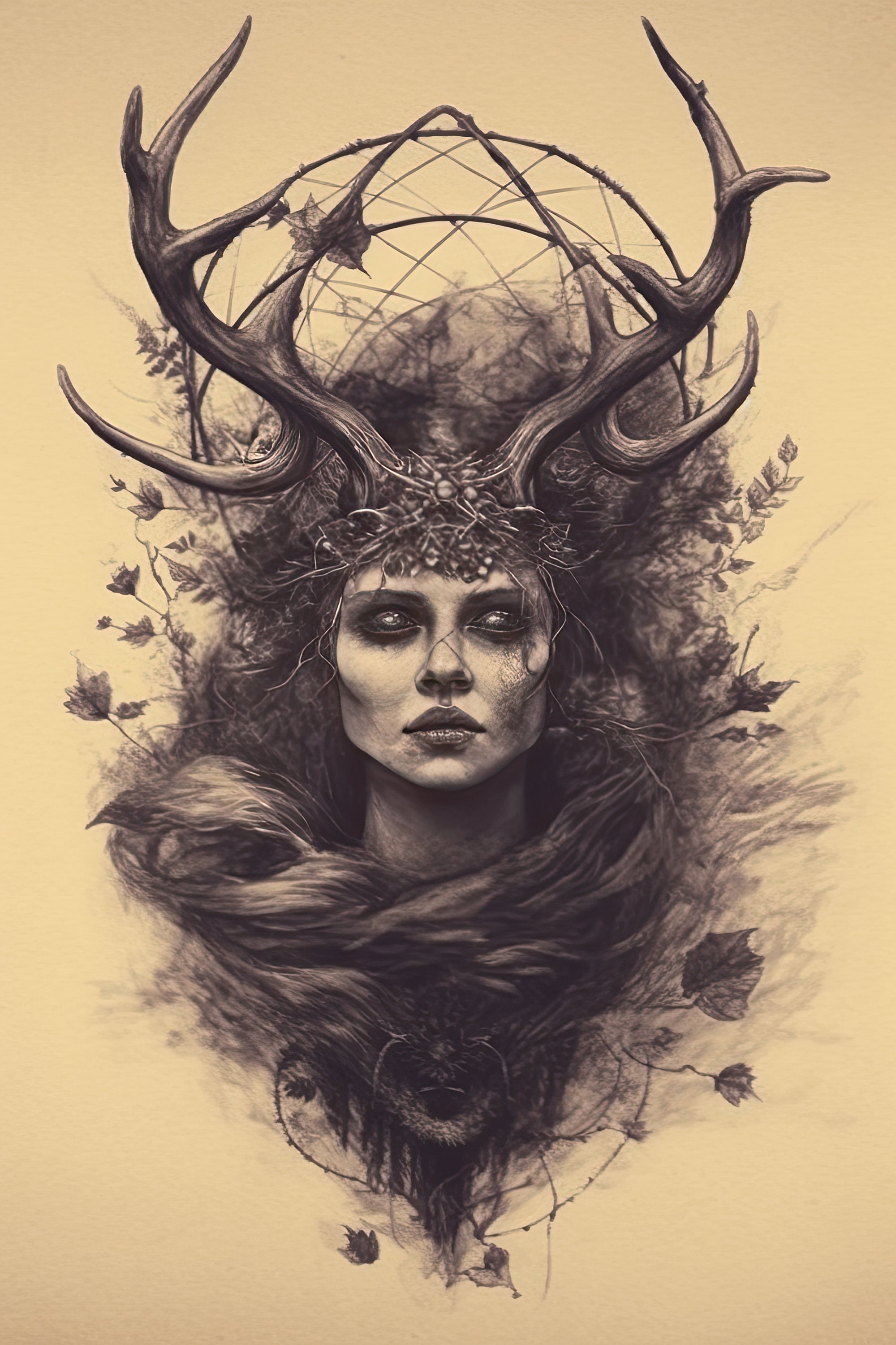 Druidic Witch Decoupage Enchanted Forest Sepia Mystical - Etsy Canada