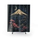 Mount Fuji Japanese Shower Curtain, Kanji Rutpink Trees Bath Drapes ...