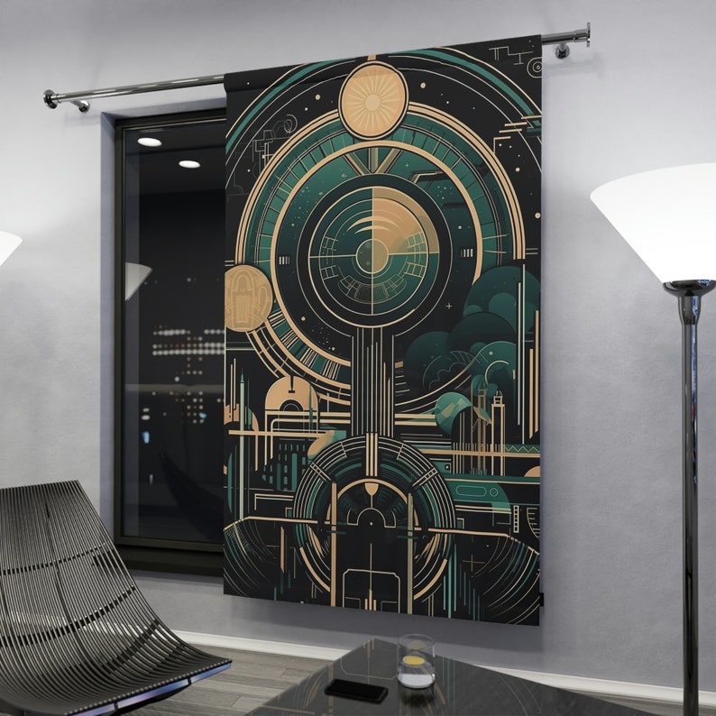 Art Deco Window Curtain Artistic Movement Drape Geometric - Etsy