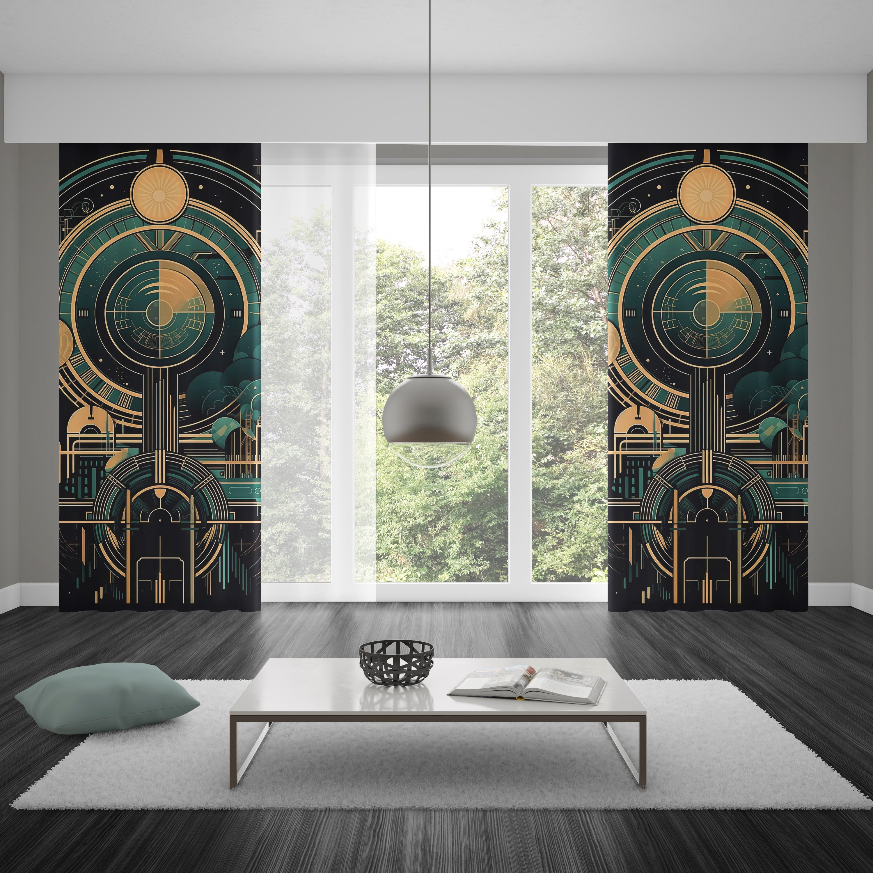 Art Deco Window Curtain Artistic Movement Drape Geometric - Etsy