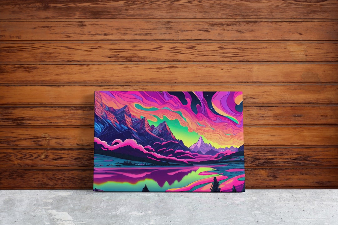 Canvas Weirdcore Wonders Wall Art Landscape Neon - Etsy