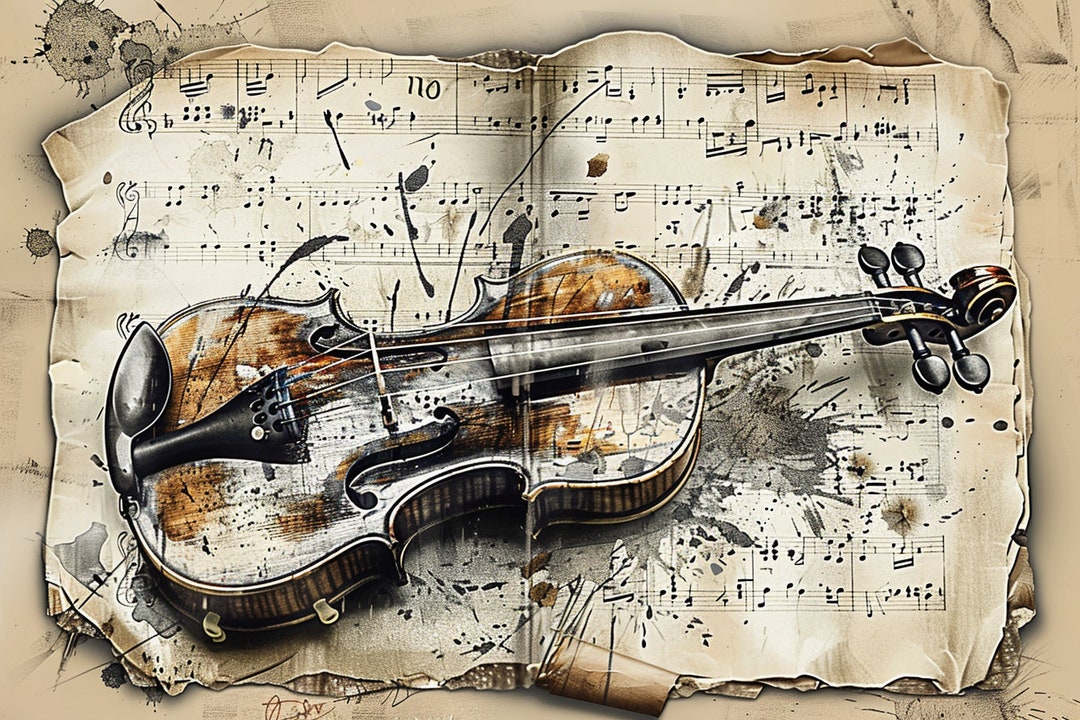 Vintage Violin Music Decoupage Paper, Sketchbook Style Tissue, Recycled ...
