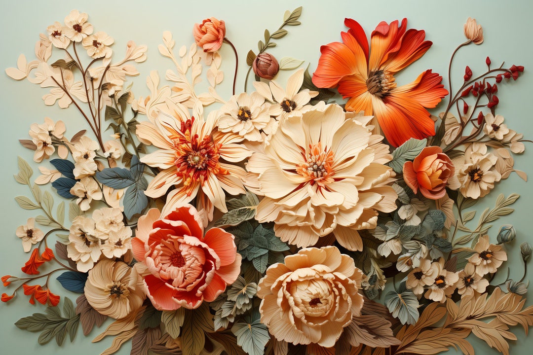 Vintage Floral Elegance Decoupage Paper, Flower Bouquet Digitally ...