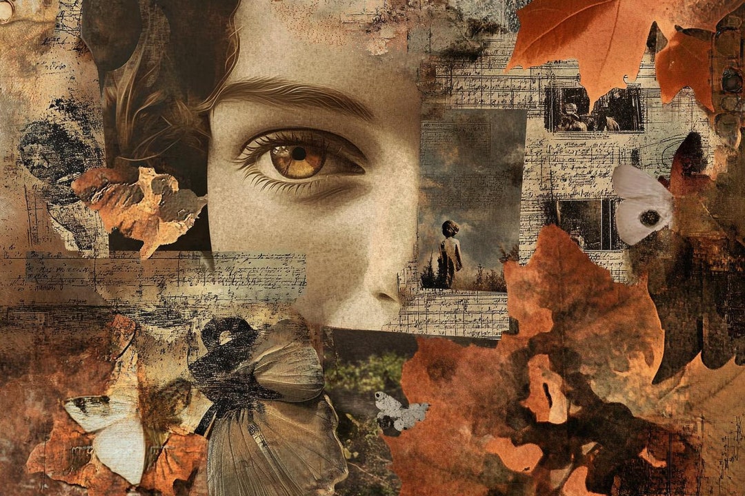 Autumn Renaissance Photo Collage Decoupage Paper, Saturated Brown ...