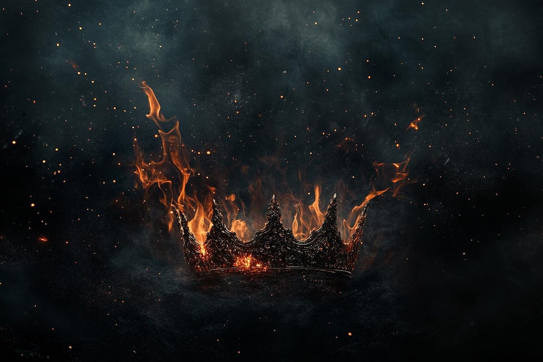 Falling Crown With Embers Decoupage Paper, Dark Vintage Art, Digitally ...