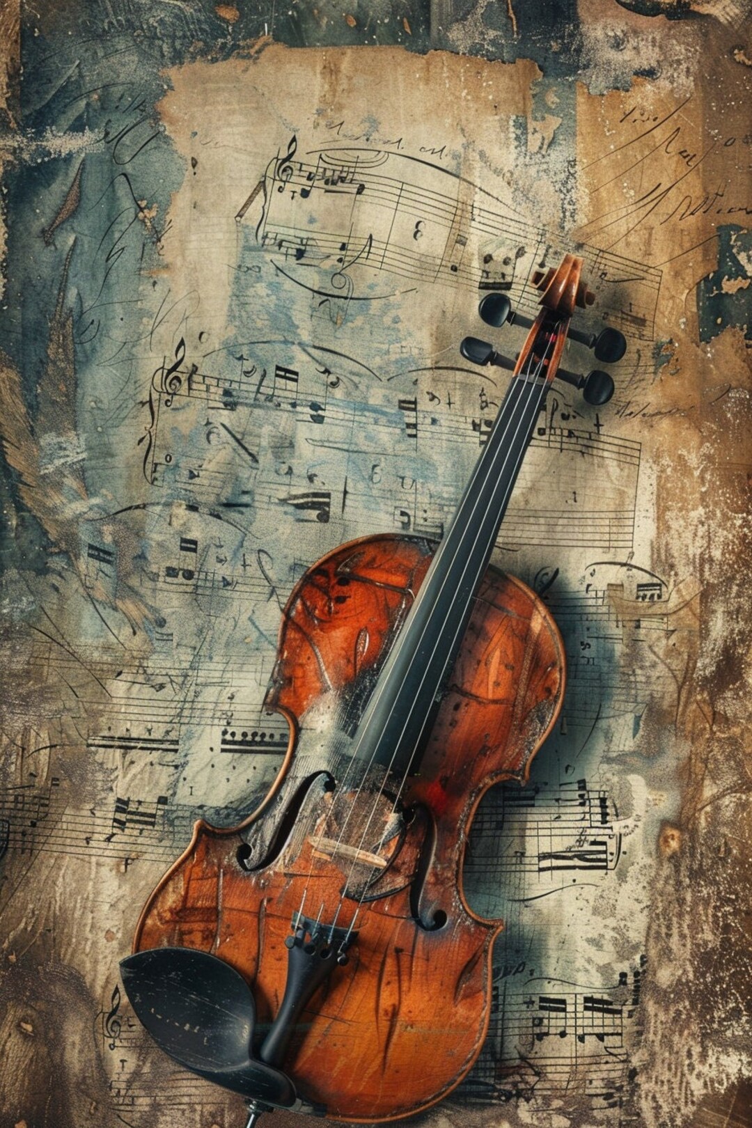 Vintage Violin and Music Sheets Decoupage, Classic Elegance Theme ...