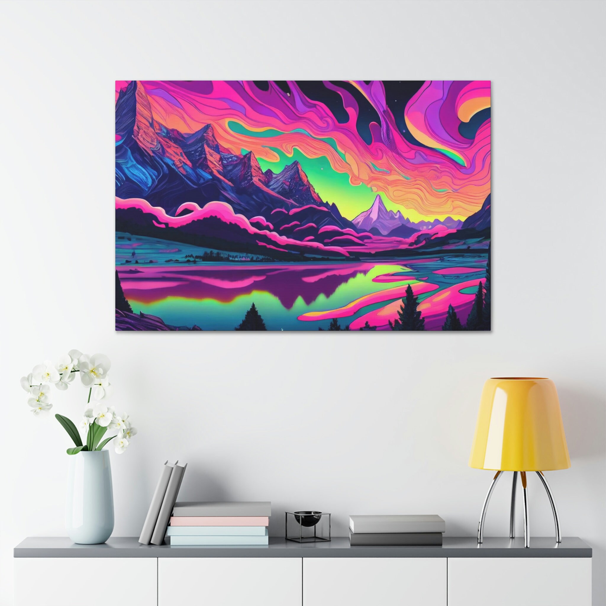 Canvas Weirdcore Wonders Wall Art Landscape Neon - Etsy