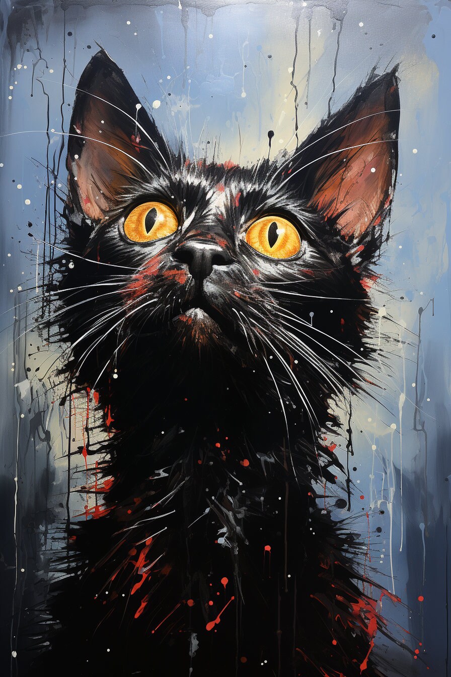 Decoupage Neo-expressionist Cartoon Cat Whimsical Kitty - Etsy